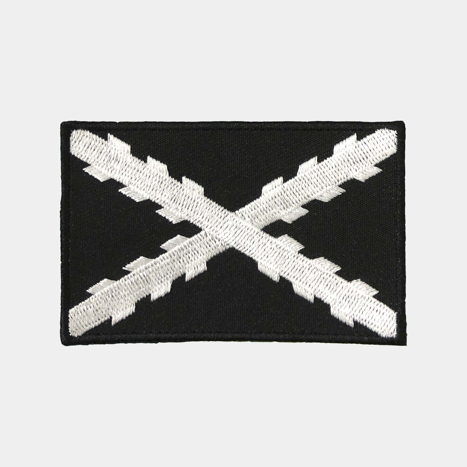Parche con la bandera del aspa de borgoña en blanco y negro — SERMILITAR