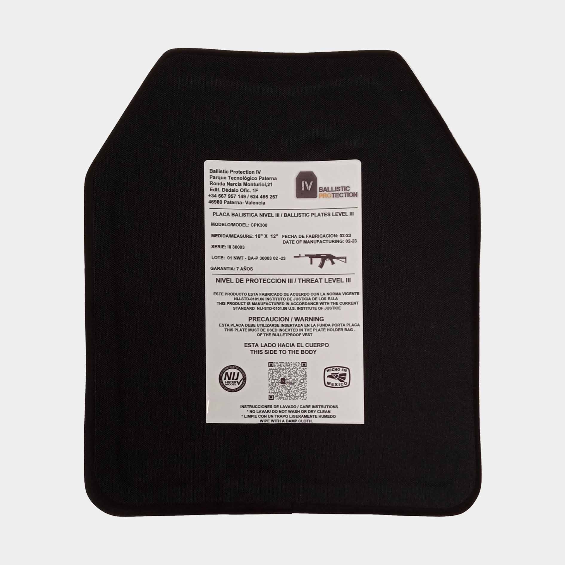 Polyethylene ballistic plates Ballistic Protection - Level III — SERMILITAR